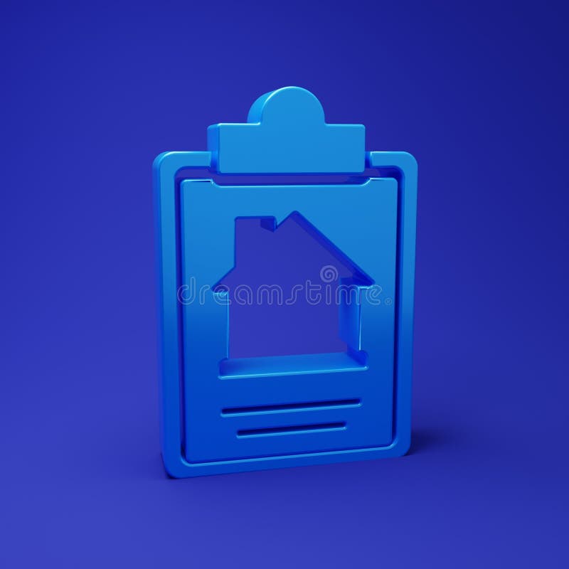 Blue House Contract Icon Isolated on Blue Background. Contract Creation ...