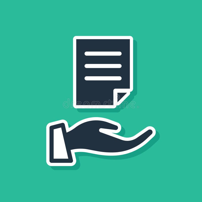 Blue House Contract Icon Isolated on Green Background. Contract ...