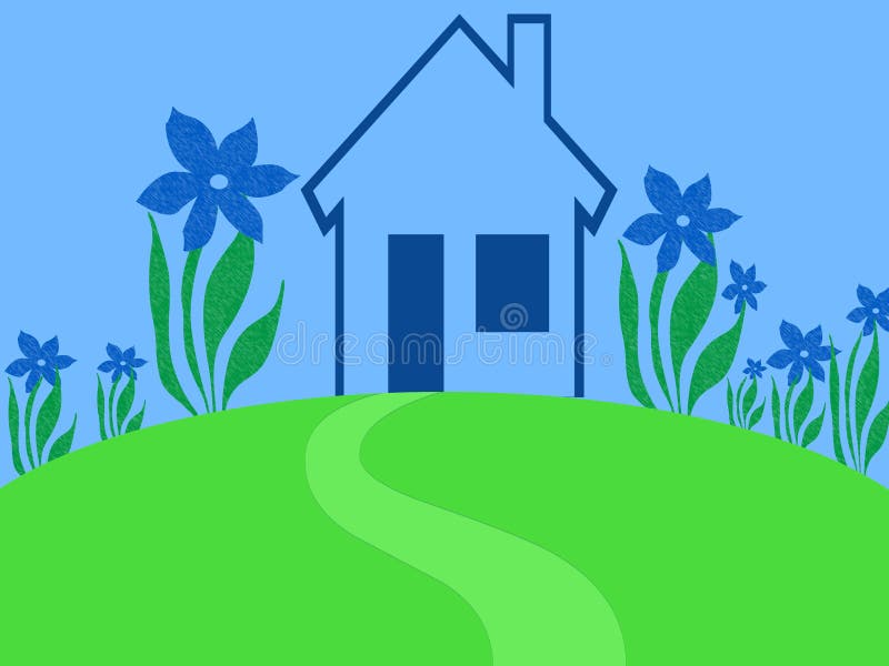Blue house garden stock illustration. Illustration of plants - 713425