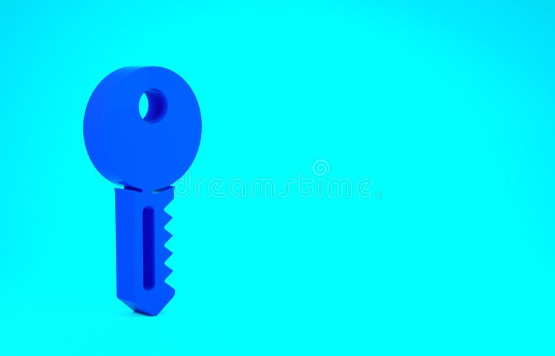 Blue House Key Icon Isolated on Blue Background. Minimalism Concept ...