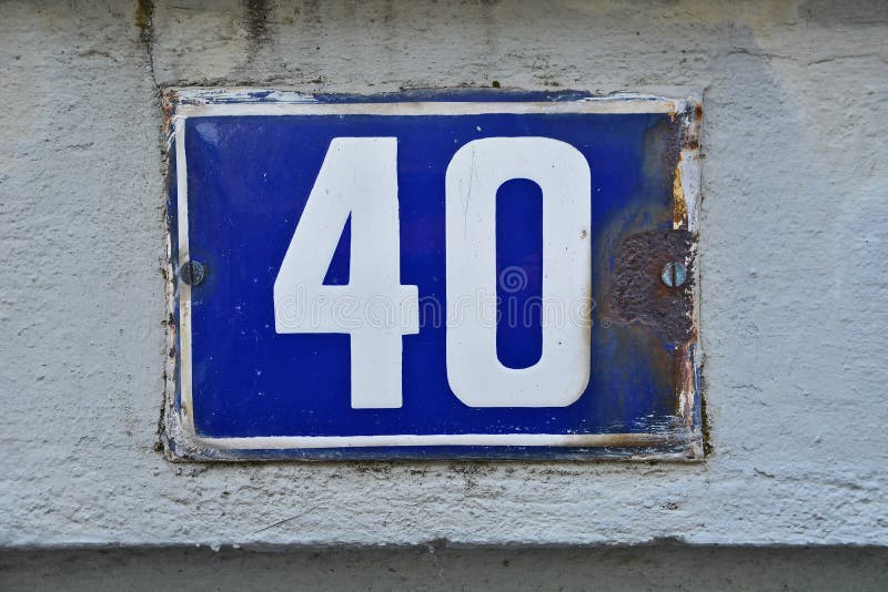 A Blue House Number Plaque, Showing the Number Forty Stock Image ...