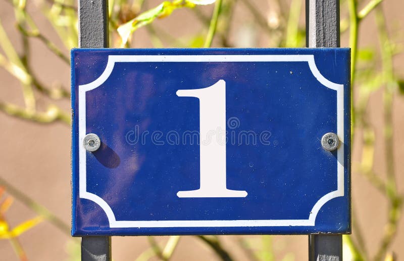 A Blue House Number Plaque, Showing the Number One Number 1 Stock Photo ...