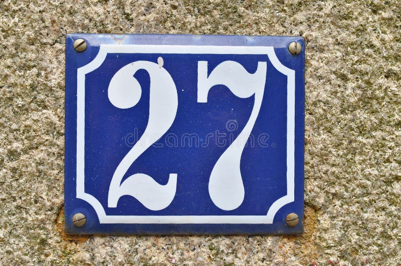 A Blue House Number Plaque, Showing the Number Twenty Seven Stock Image ... A Blue House Number Plaque, Showing the Number Twenty Seven Stock Image ...