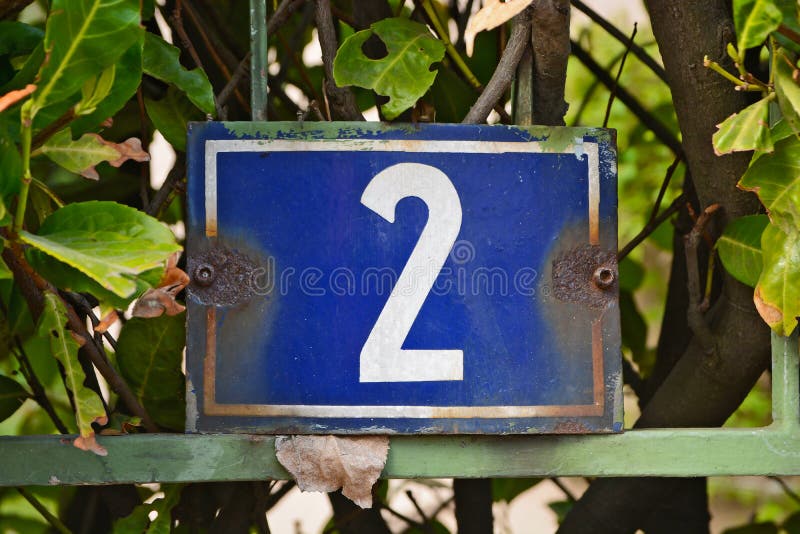 A Blue House Number Plaque, Showing the Number Two Stock Image - Image ...