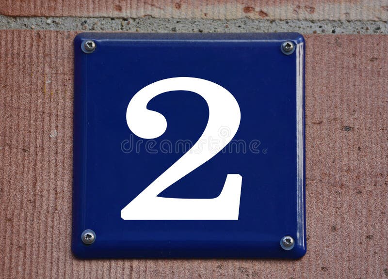 A Blue House Number Plaque, Showing the Number Two, Number 2 Stock ...