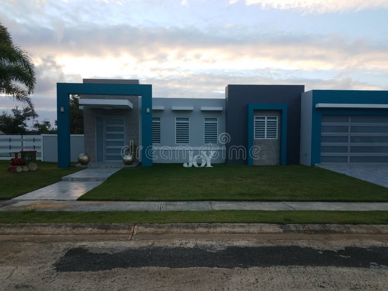 Blue House in Puerto Rico with the Word Joy Stock Photo - Image of ...