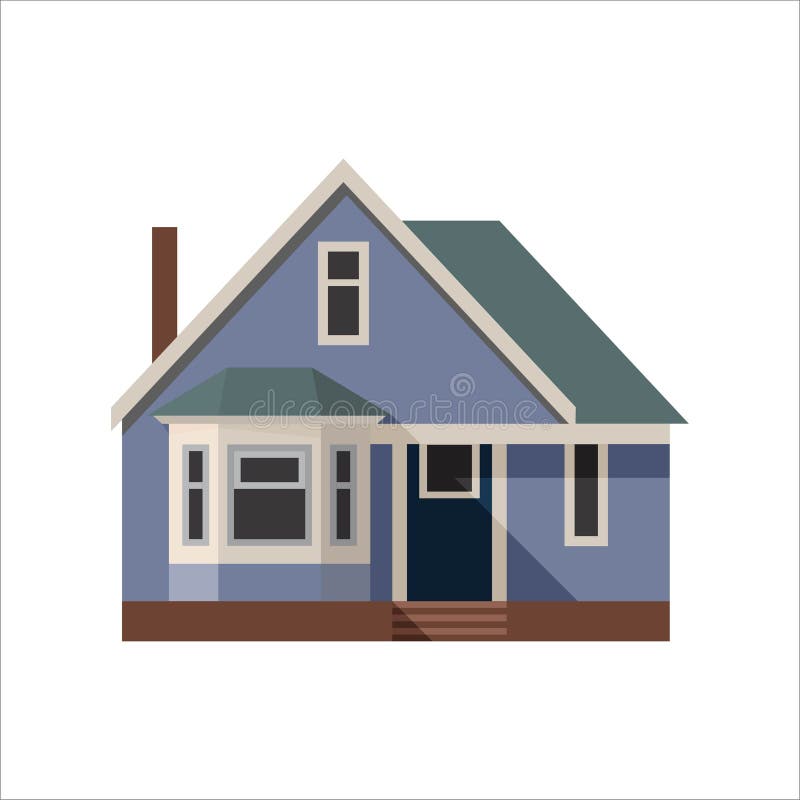 Blue House. in the Style of Flat Stock Illustration - Illustration of ...