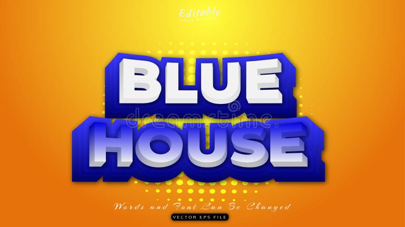 Blue house text effect stock vector. Illustration of mask - 244303428