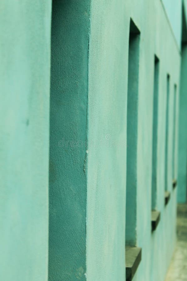 A Blue House with Windows- View from the Side Stock Image - Image of ...