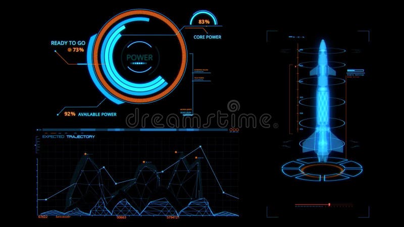 Blue HUD Rocket Missile Interface Graphic Element Stock Video - Video ...
