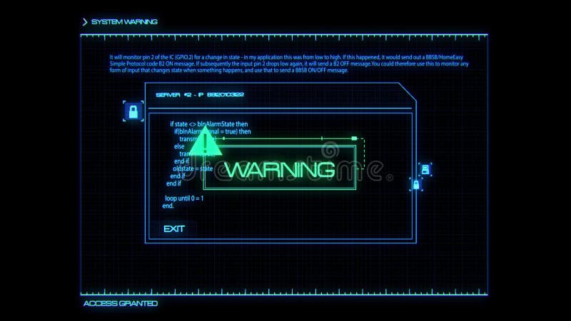 Blue HUD Server Warning Interface Graphic Element Stock Footage - Video ...