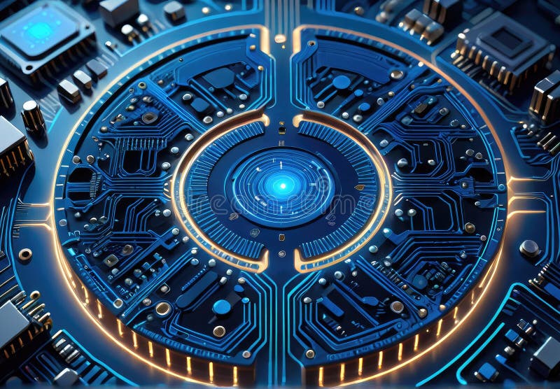 Blue-hued Processor with Multiple Layers Stock Illustration ...