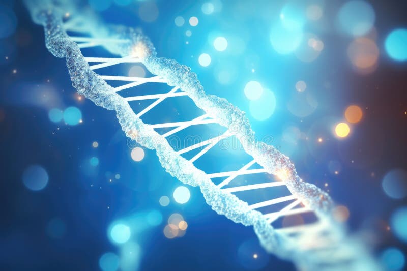 Blue Human DNA Strand Surrounded by DNA Structure Stock Illustration ...
