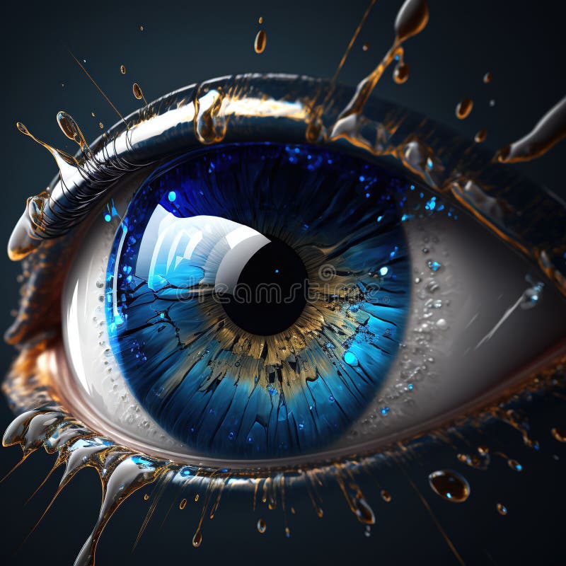 Blue Human Eye Close Up. Generative AI Stock Illustration ...
