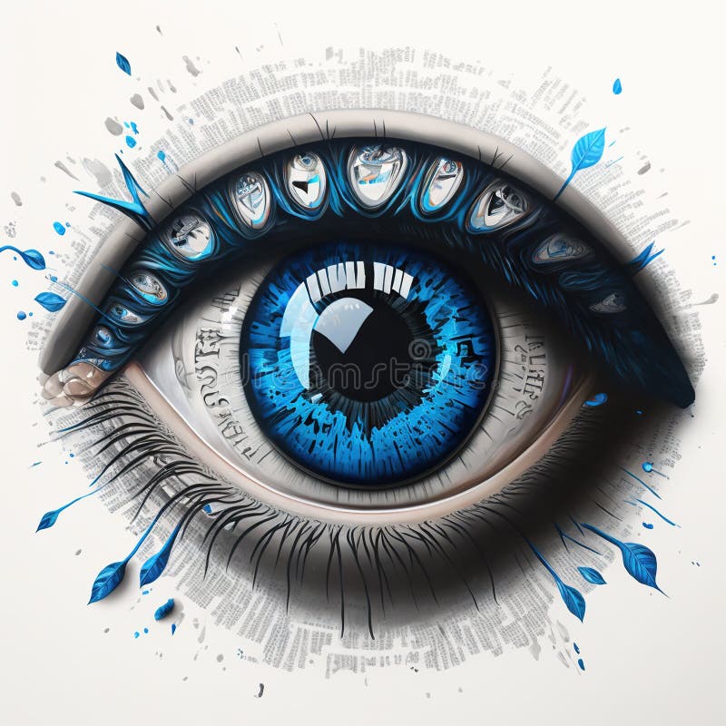 Blue Human Eye Close Up. Generative AI Stock Illustration ...