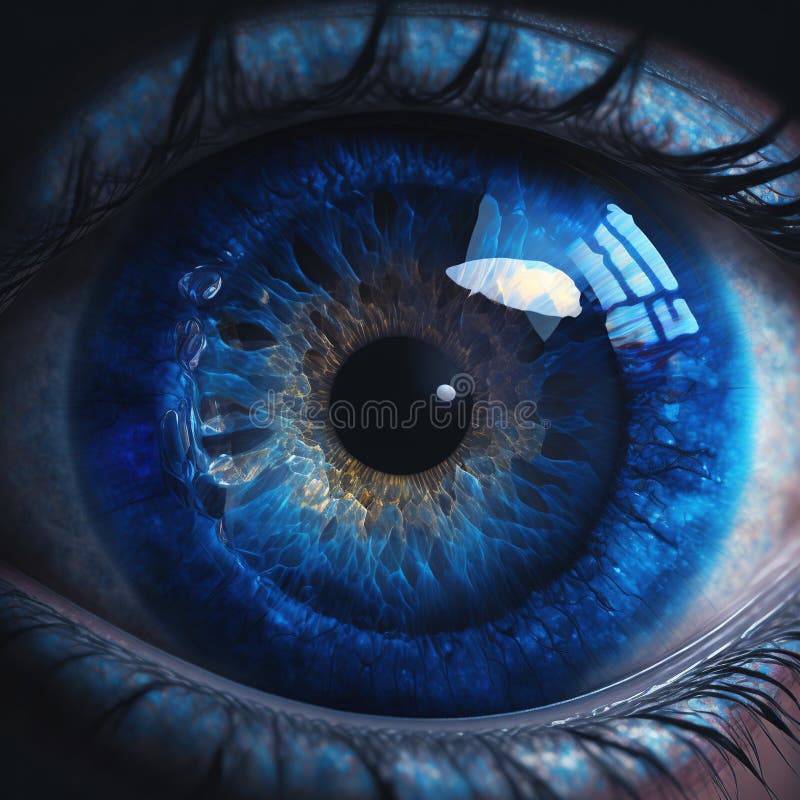 Blue Human Eye Close Up. Generative AI Stock Illustration ...
