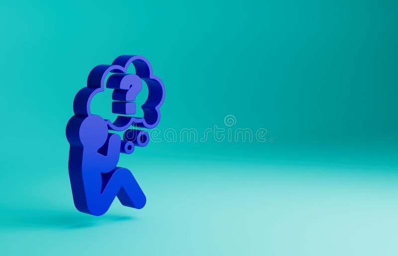 Blue Human Head with Question Mark Icon Isolated on Blue Background ...