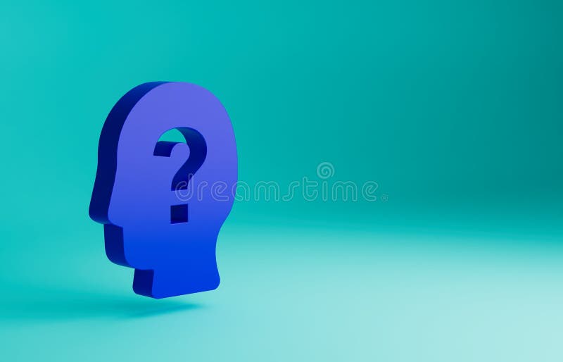 Blue Human Head with Question Mark Icon Isolated on Blue Background ...