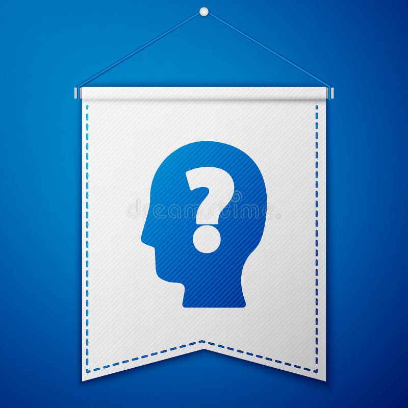 Blue Human Head with Question Mark Icon Isolated on Blue Background ...