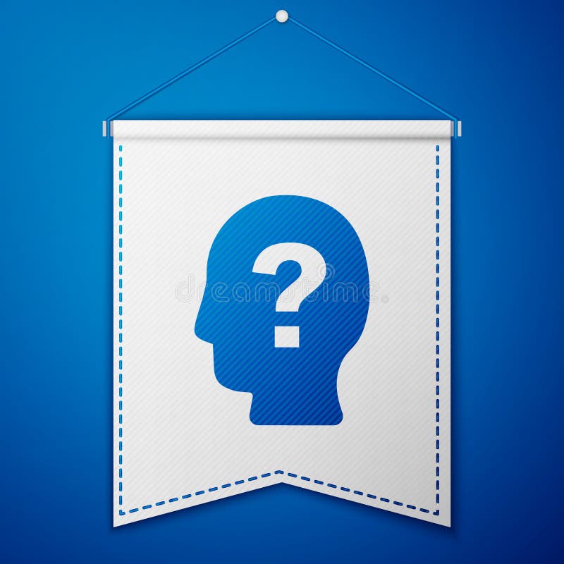 Blue Human Head with Question Mark Icon Isolated on Blue Background ...