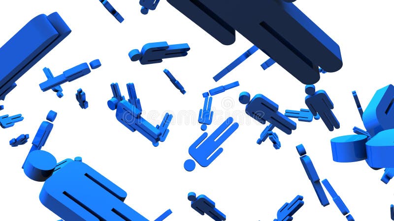 Blue Human Shaped Objects on Blue Background. Stock Illustration ...