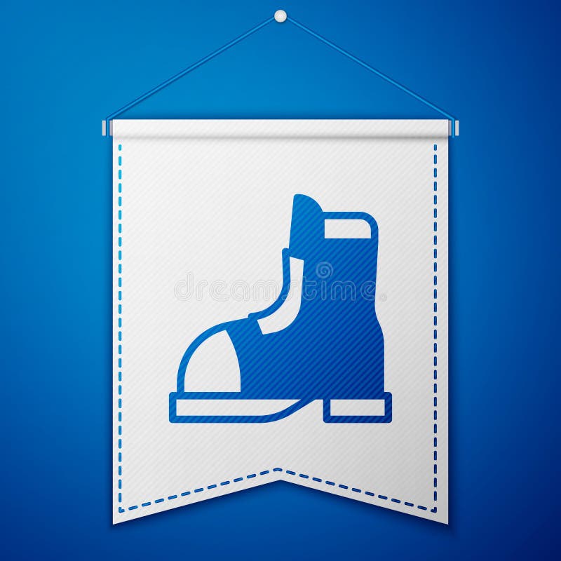 Blue Hunter Boots Icon Isolated on Blue Background. White Pennant ...