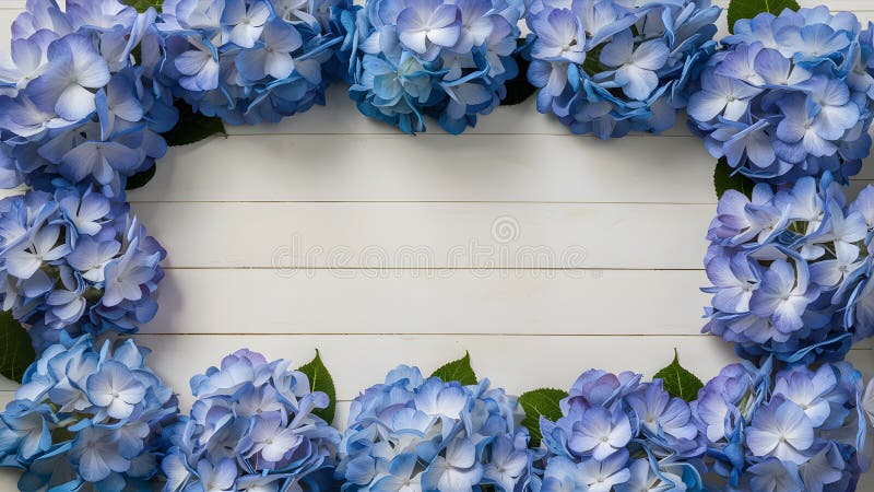 Blue Hydrangea Flowers Arranged As Floral Border Frame Stock ...