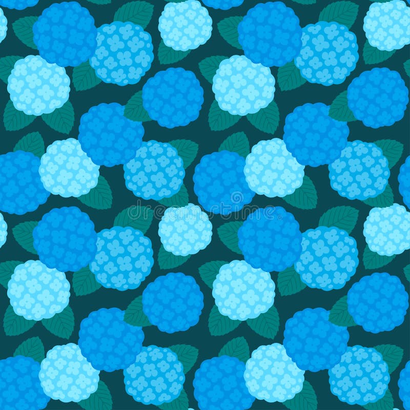 Blue Hydrangea Flowers Seamless Pattern Stock Vector - Illustration of ...
