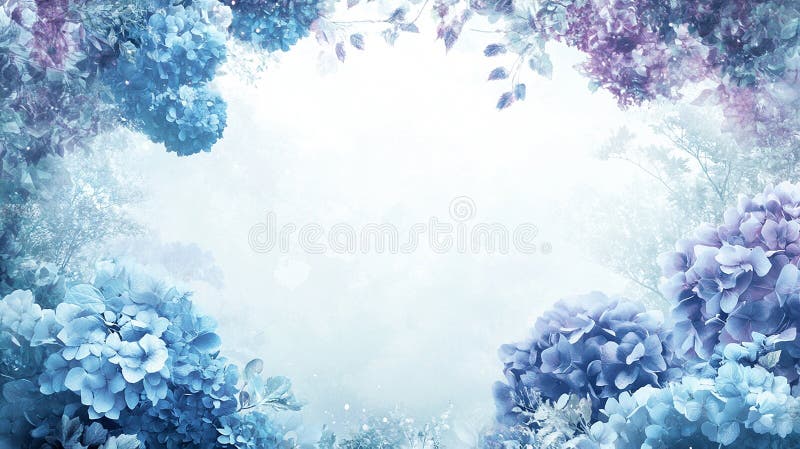 Blue Hydrangea Frame Display Stock Illustration - Illustration of scene ...