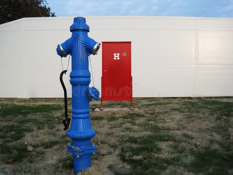 Blue hydrant stock photo. Image of chain, plug, fire - 29725262