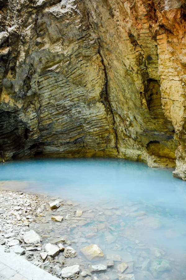 Blue Hydrogen Sulfide Lake Appeared in a Cave Stock Image - Image of ...