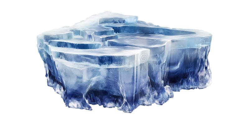 Blue Ice Block with Smooth Surface Isolated on Transparent Background ...