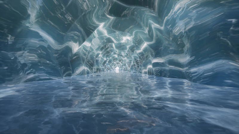 Blue Ice CAVE and River Winter Day Snow Cold Landscape Stock ...