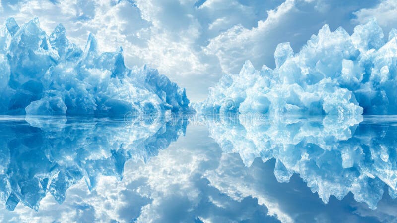 Blue Ice Clouds Reflection in Calm Water Stock Illustration - Illustration of abstract, artistic ...