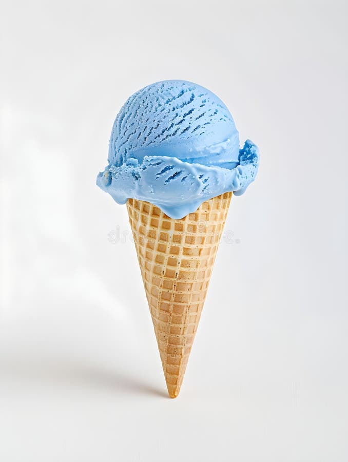 Blue Ice Cream Cone on a White Background Stock Illustration - Illustration of frozen, clean ...