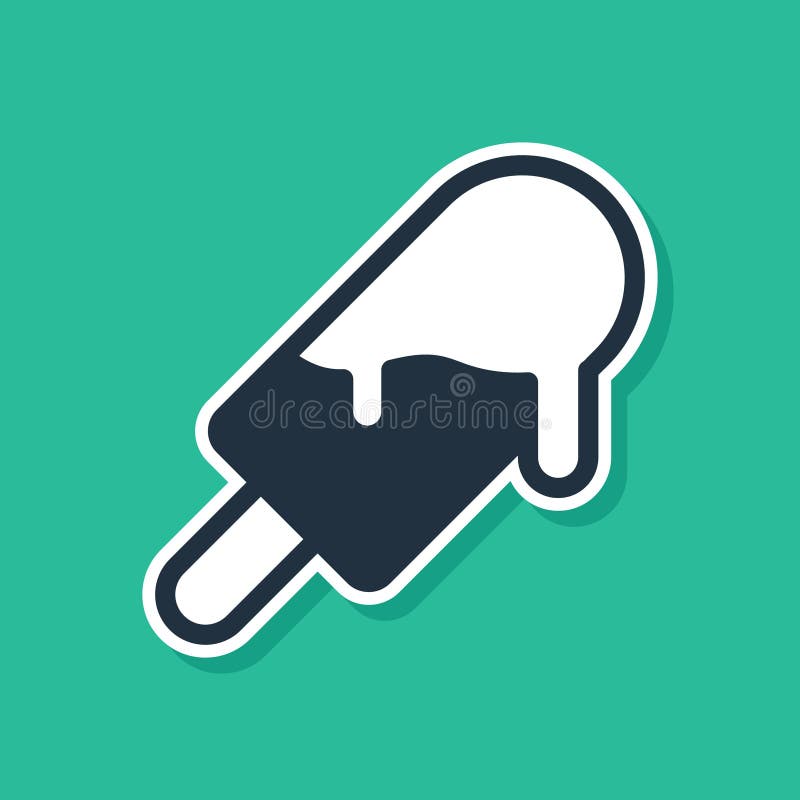 Blue Ice Cream Icon Isolated on Green Background. Sweet Symbol Stock ...