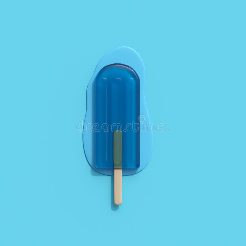 Blue Ice Cream Melting on Blue Background. Stock Illustration ...