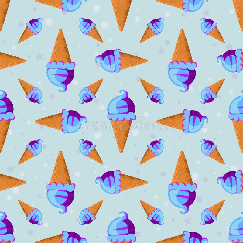 Blue Ice Cream Pattern Wallpaper Stock Vector - Illustration of snack ...