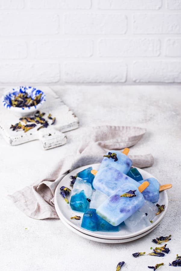 Blue Ice Cream Popsicle from Butterfly Pea Stock Image - Image of ...