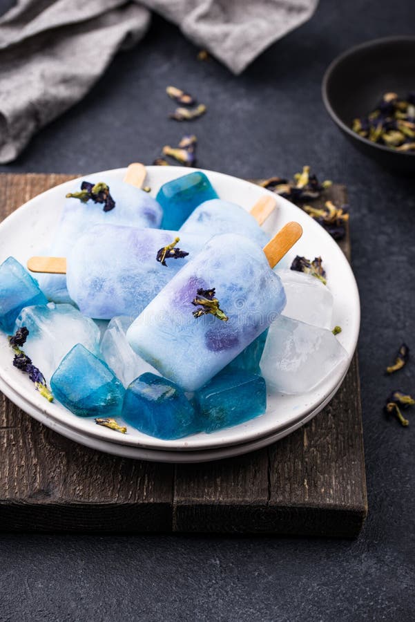 Blue Ice Cream Popsicle from Butterfly Pea Stock Photo - Image of ...