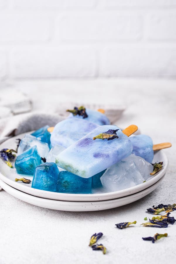 Blue Ice Cream Popsicle from Butterfly Pea Stock Photo - Image of thai ...