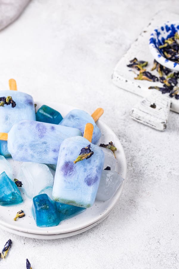 Blue Ice Cream Popsicle from Butterfly Pea Stock Image - Image of ...