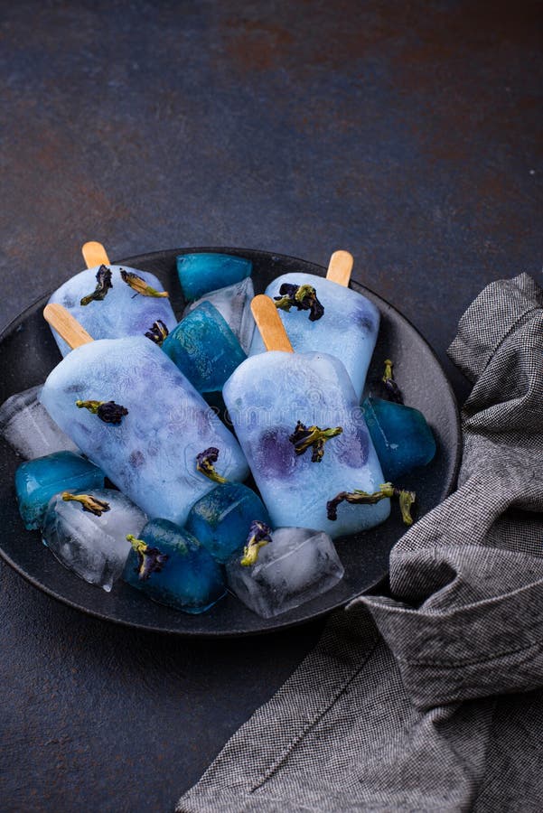 Blue Ice Cream Popsicle from Butterfly Pea Stock Image - Image of ...