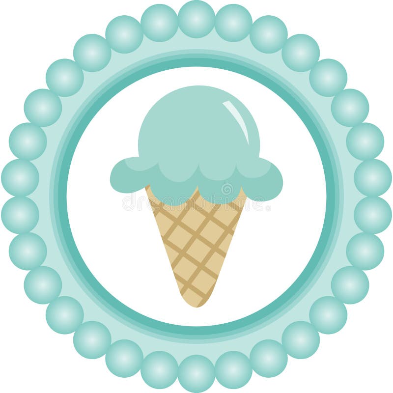 Blue Ice Cream Round Label stock vector. Illustration of cartoon - 85781815