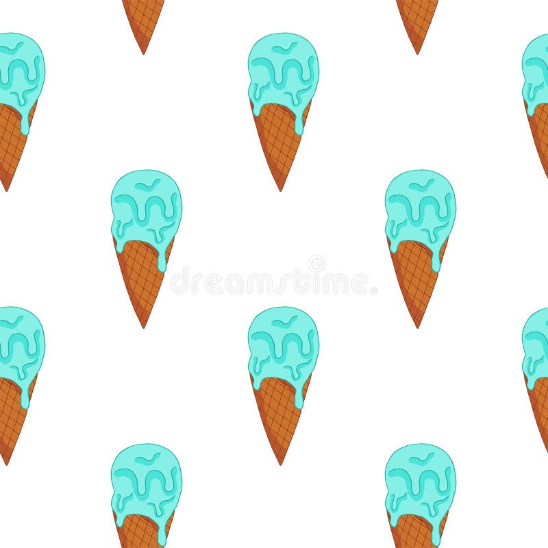 Blue Ice Cream Seamless Pattern. Stock Vector - Illustration of fresh ...