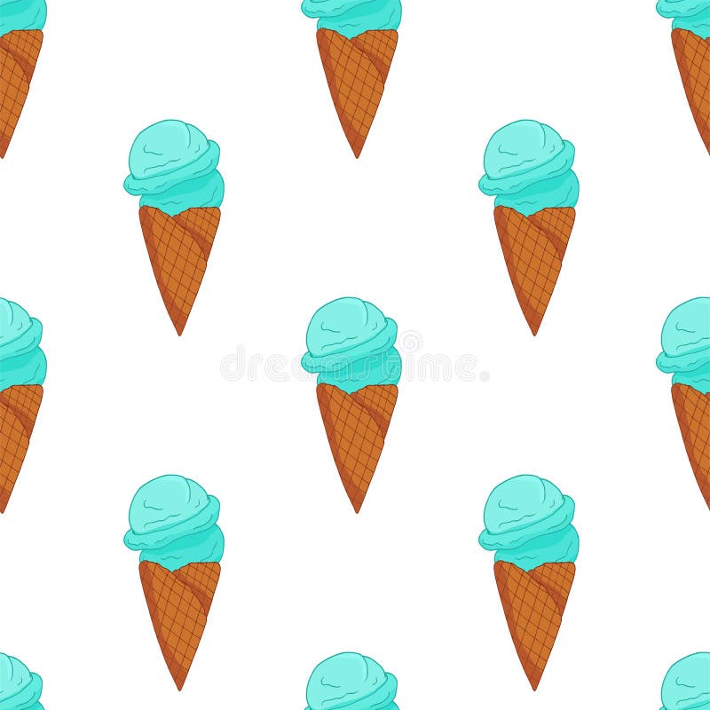 Blue Ice Cream Seamless Pattern. Stock Vector - Illustration of flavor ...