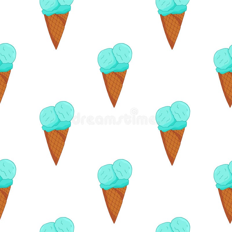 Blue Ice Cream Seamless Pattern. Stock Vector - Illustration of ...