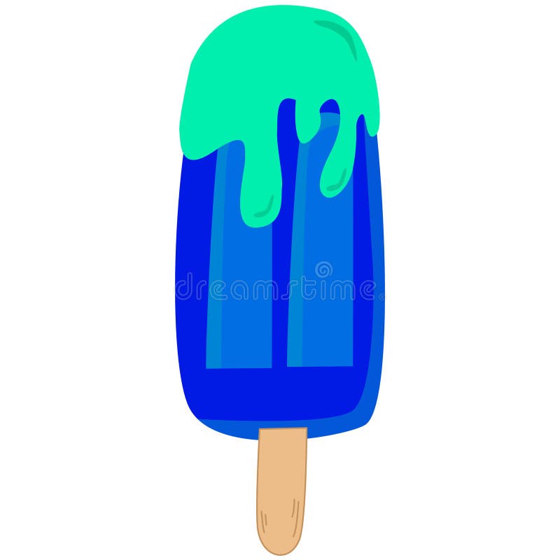 Blue Ice Cream with Stick Flat Style. Illustration Stock Vector ...