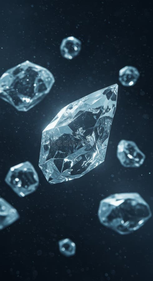 Blue Ice Crystals Shimmering in Dark Background Stock Illustration ...