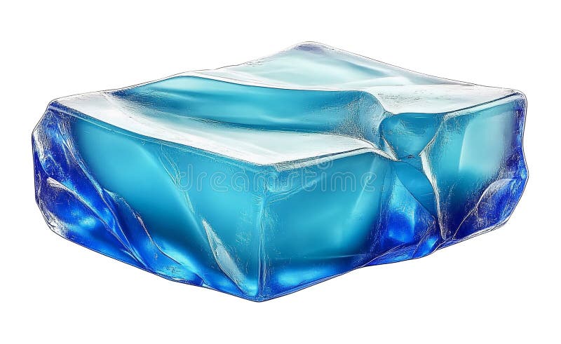 Blue Ice Cube - Isolated on White Background Stock Photo - Image of ...